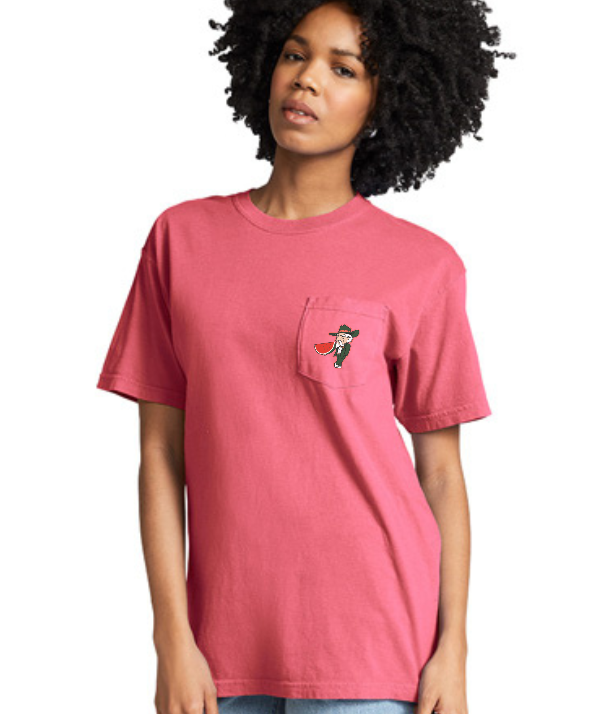 Comfort Colors Pocket Tee (Watermelon; Water Valley Watermelon logo ...